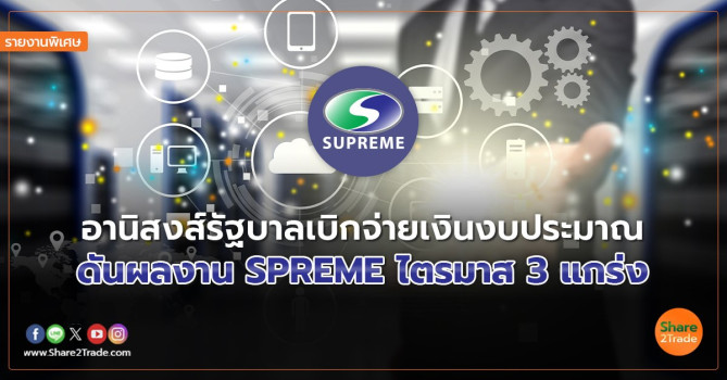 รายงานพิเศษ : อานิสงส์รัฐบาลเบิกจ่ายเงินงบประมาณ ดันผลงาน SPREME ไตรมาส3 แกร่ง | Share2Trade